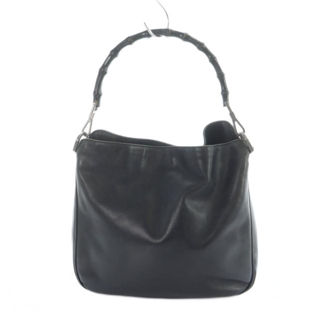 【中古】グッチ GUCCI バンブー ハンドバッグ 0011577 ワンハンドル ロゴ レザー 黒 ブラック ■GY11 /MQ ■OH レディース