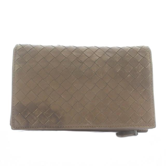 【中古】ボッテガヴェネタ BOTTEGA VENETA 長財布 二つ折り レザー イントレチャート 茶色 ブラウン /XZ ■OH ■GY17