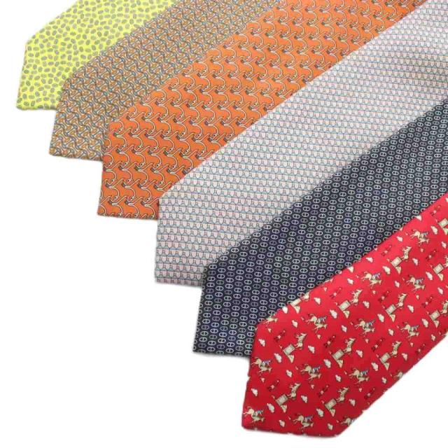 【中古】エルメス HERMES ネクタイ 6点セット 絹 シルク レギュラータイ 総柄 ロゴ マルチカラー /XZ ■OH ■GY18