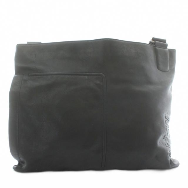 【中古】バリー BALLY ショルダーバッグ レザー スクエア ロゴ エンボス加工 黒 ブラック /XZ ■GY17 メンズ