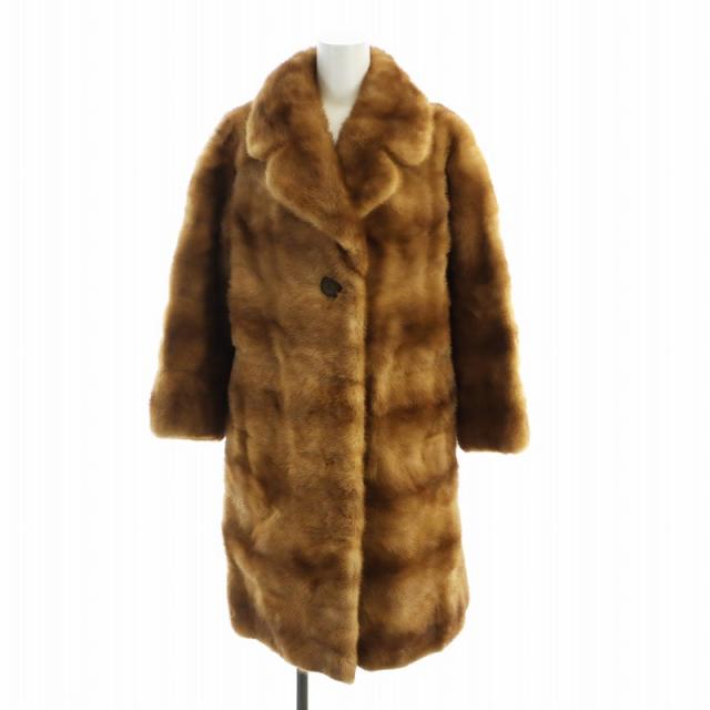 【中古】ミツコシ MITSUKOSHI 毛皮コート ミンクファー ロング 総裏地 長袖 茶 ブラウン ■GY18 /MQ レディース