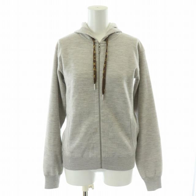 【中古】ルイヴィトン モノグラム ジップアップパーカー フーディ カシミヤ XS グレー RW171W OLM FBKC09