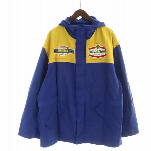 【中古】ベネトン BENETTON ヴィンテージ フォーミュラ1 レーシングジャケット 長袖 ジップアップ ロゴ 48 青
