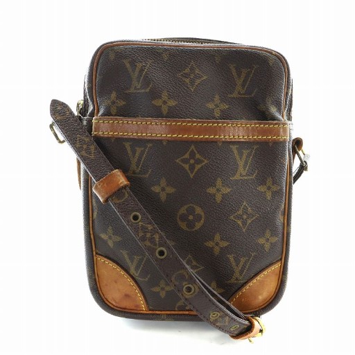 【中古】ルイヴィトン LOUIS VUITTON M45266 モノグラム ダヌーブ ショルダー バッグ 斜め掛け PVC レザー 茶