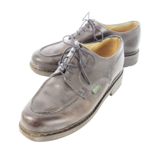 【中古】パラブーツ Paraboot シャンボード ローファー レースアップ モカシン ステッチ 外羽根 6 24.5cm 茶 ブラウン