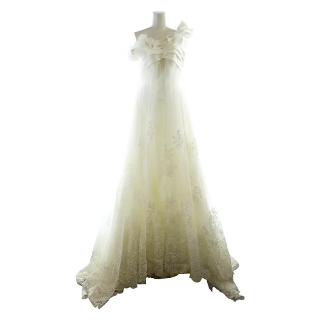 【中古】ワタベウェディング アヴィカ Avica ウェディングドレス Aライン ブライダル ロング レース 白 ホワイト