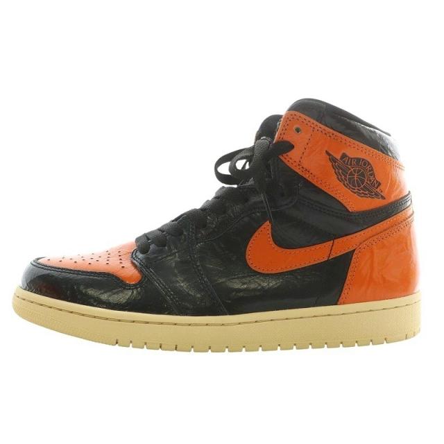 【中古】NIKE Air Jordan 1 High Shattered Backboard 3.0 スニーカー US9.5 27.5cm 黒 オレンジ 555088-028