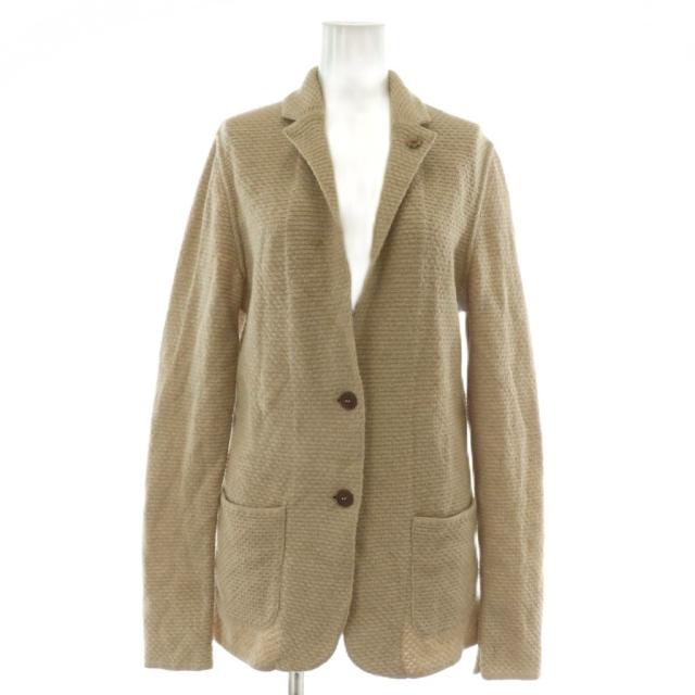 【中古】ラルディーニ LARDINI 2B ニット テーラード ジャケット ウール アルパカ混 シングル ノーベント 42 ベージュ