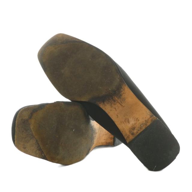 【中古】Salvatore Ferragamo サンダル ローファー ファブリック スクエアトゥ バックル ロゴ 6.5 23.5cm 黒