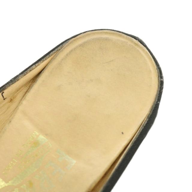 【中古】Salvatore Ferragamo サンダル ローファー ファブリック スクエアトゥ バックル ロゴ 6.5 23.5cm 黒