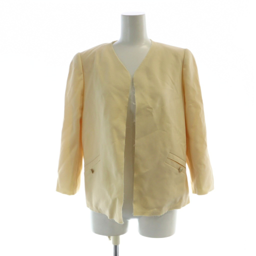 【中古】シャネル CHANEL 07P ノーカラー ジャケット ウール 前開き ココマークボタン 36 アイボリー P31036V20717