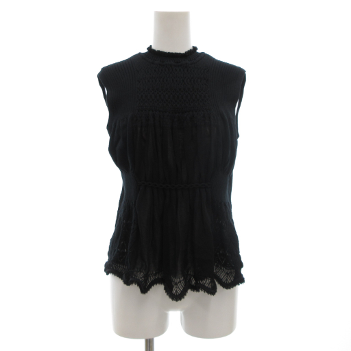 【中古】マメクロゴウチ 21SS カーテンモチーフニットベスト Curtain Motif Knitted Vest ノースリーブ 2 ギャザー