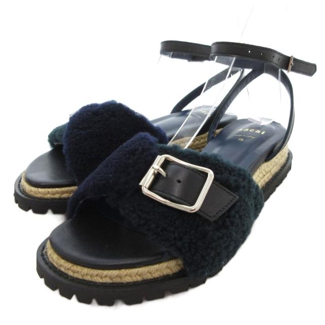 【中古】サカイ sacai 17SS cowhide sheep ムートンサンダル 36 シューズ ストラップ ボア 紺 ネイビー /AE ■GY30