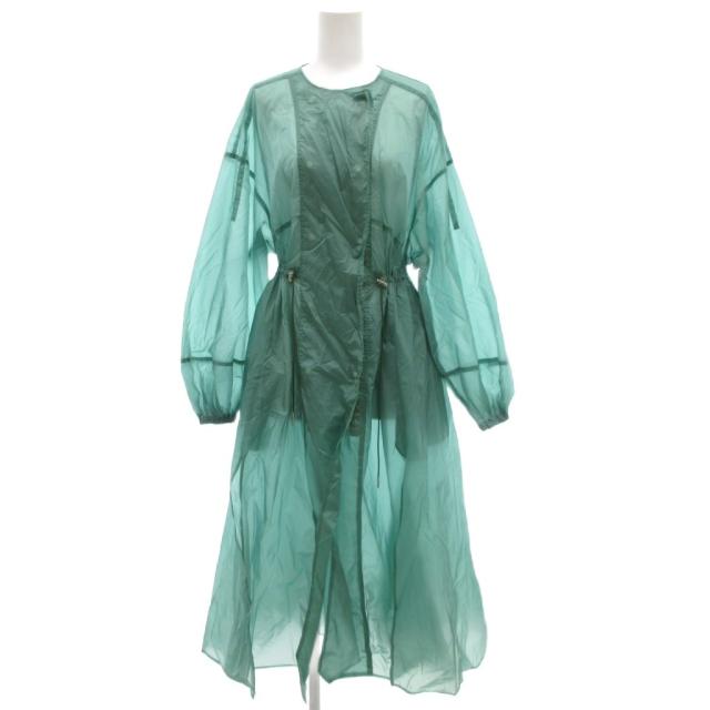 【中古】エンフォルド ENFOLD 20SS ナイロン ノーカラー スプリングコート 38 ロング シアー スナップボタン