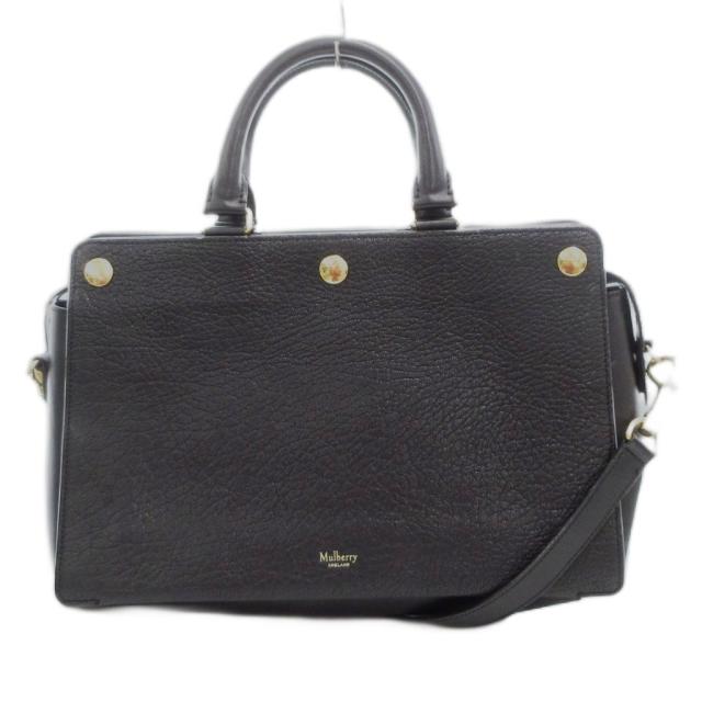 【中古】マルベリー Mulberry CHESTER チェスター ハンド バッグ ショルダー 2WAY ロゴ レザー 本革 黒 ブラック
