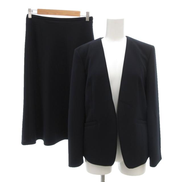 【中古】トゥモローランド 20SS ドライダブルクロス ノーカラージャケット フレアスカート スーツ セットアップ 36