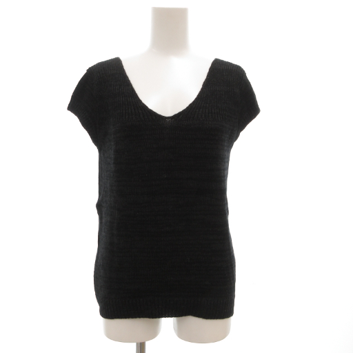 【中古】ドリスヴァンノッテン DRIES VAN NOTEN 半袖リブニット セーター プルオーバー Vネック コットン ウール S