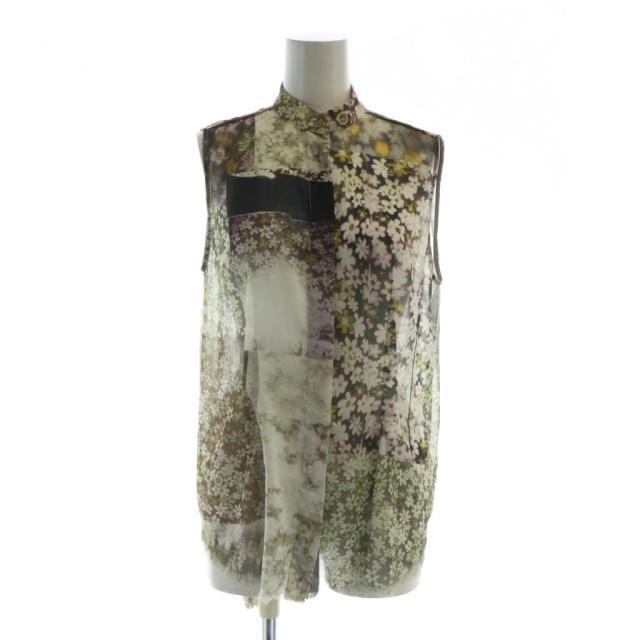 【中古】メゾンマルジェラ MM6 Maison Margiela ブラウス カットソー ノースリーブ シースルー 総柄 花柄 38 S