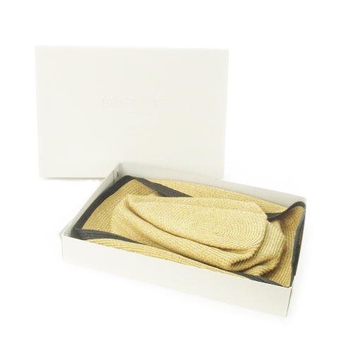 【中古】未使用品 マチューハ mature ha. BOXED HAT ペーパーハット 麦わら帽子 ライン 9 ベージュ H1586PHT912
