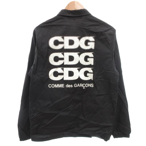 【中古】コムデギャルソン グッドデザインショップ ロゴ コーチジャケット GDG バックプリント 裏起毛 ナイロン S