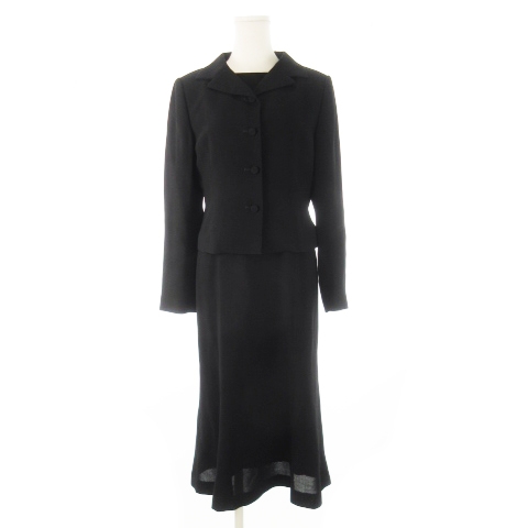 【中古】東京ソワール ペルル SOIR PERLE ブラック フォーマル セットアップ ジャケット ワンピース 9 黒 レディース