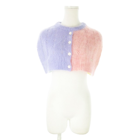 【中古】未使用品 ディースクエアード 23AW モヘヤミニケープ クロップドカーディガン マント 透かし編み XS 紫