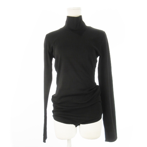 【中古】未使用品 イロット IIROT COTTON TURTLE BODY SUIT ロンパースカットソー タートルネック 長袖 2 M 黒