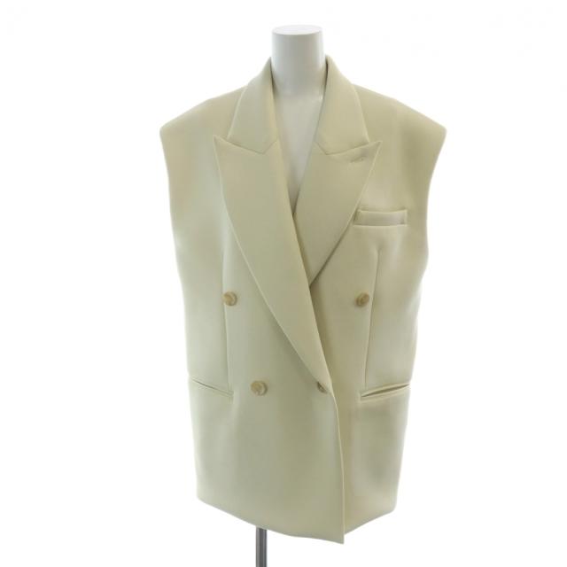 【中古】未使用品 イロット IIROT JERSEY VEST BLACK ベスト タグ付き ダブル ミドル 36 アイボリー