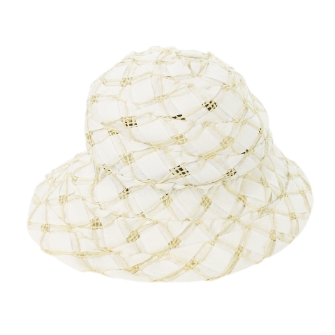 【中古】未使用品 メゾンドリリス La Maison de Lyllis BIBLIO ヘンプハット クロシェ 編み込み 57.5 白