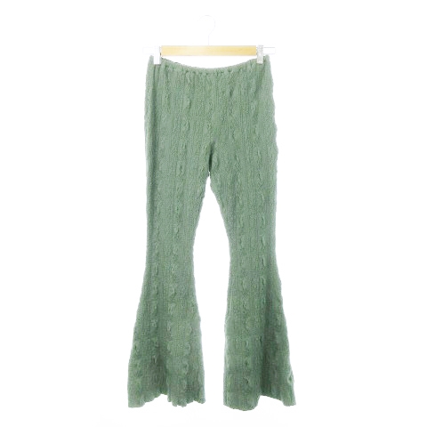 【中古】未使用品 コトハヨコザワ todo SHRUNK-KNIT LEGGING フレアパンツ シュリンク加工 ストレッチ S 緑