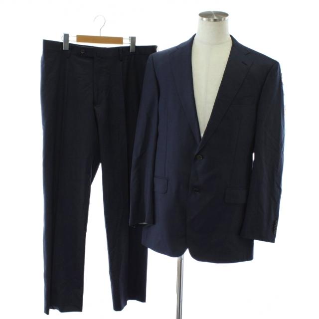 【中古】THE SUIT COMPANY SUPER150's スーツ セットアップ テーラードジャケット パンツ ウール 185cm-4Drop 紺