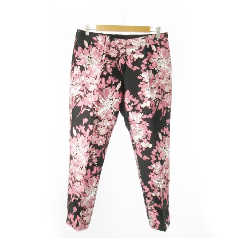 【中古】ドルチェ&ガッバーナ ドルガバ DOLCE&GABBANA ジャガードパンツ テーパード 花柄 ハク 光沢 ハリ感 44 L 黒