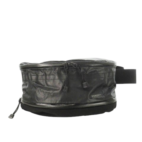 【中古】ポーター PORTER 吉田カバン ボディバッグ ウエストバッグ コーティング ロゴ 黒 ブラック /CK11 ■GY35