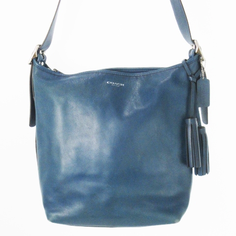 【中古】コーチ COACH レガシー ショルダーバッグ レザー 革 ロゴ タッセル 青 ブルー 19889 /CK13 ■GY35