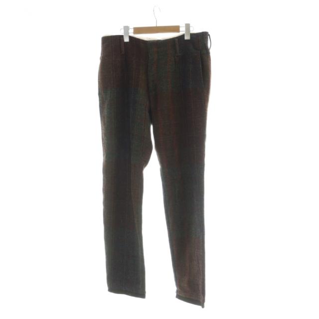 【中古】バックラッシュ BACKLASH テーパードパンツ ジップフライ ウール チェック柄 L 茶 ブラウン ■GY35 /MQ