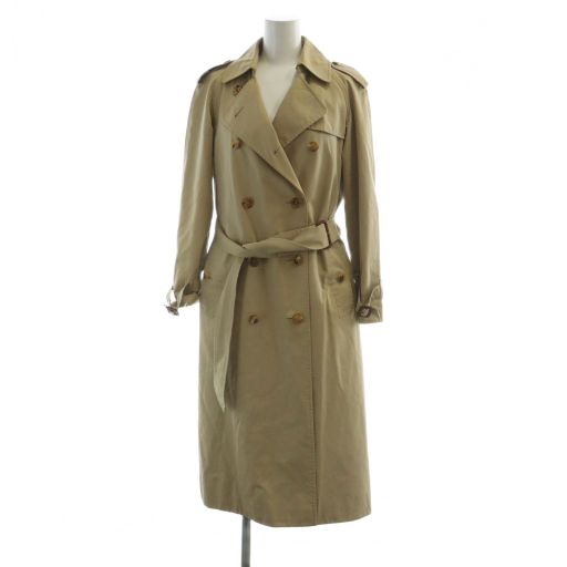 【中古】バーバリー ロンドン BURBERRY LONDON トレンチコート ロング 長袖 総裏地 ロゴ ダブル ノバチェック 茶