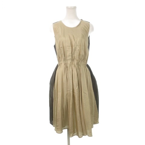 【中古】マウリッツィオペコラーロ MAURIZIO PECORARO ワンピース USA6 ブラウン ベージュ ノースリーブ フレア