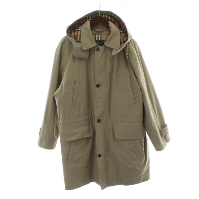 【中古】バーバリーズ Burberrys ノヴァチェック フーデッドコート ステンカラー ロング丈 LY ベージュ