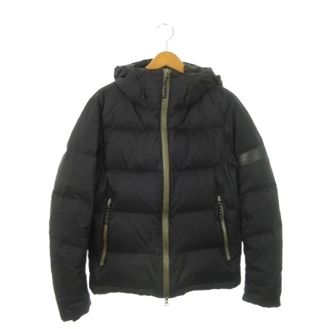 【中古】NANGA × KRIFF MAYER K.MAYER ダウンジャケット フーディ ダブルジップ ロゴ アウトドア M 黒