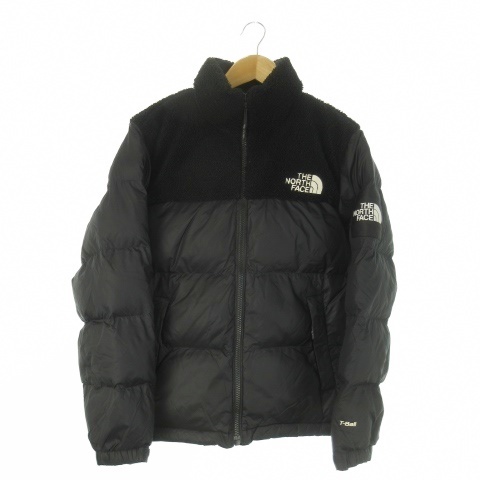 【中古】ザノースフェイス ホワイトレーベル NUPTSE FLEECE T-BALL JACKET ダウンジャケット ジップアップ S 黒