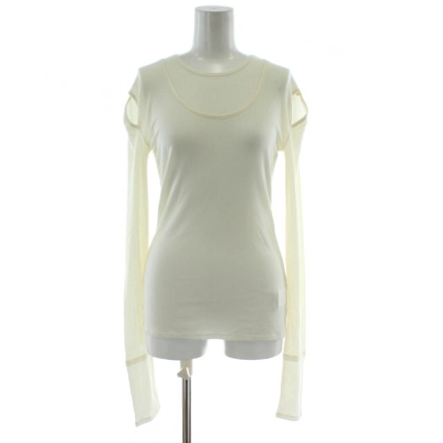 【中古】未使用品 クラネ CLANE 25AW LAYERED SHOULDER CUT TOPS レイヤード カットソー 長袖 2 白 ホワイト