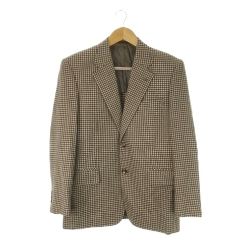 【中古】エルメネジルドゼニア トロフェオ カシミヤ テーラードジャケット 背抜き ウール カシミヤ チェック 茶