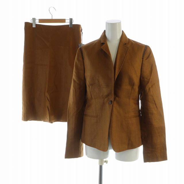 【中古】フェンディ FENDI セットアップ タグ付き 上下 テーラードジャケット ロングスカート 麻 リネン 長袖 ロゴ