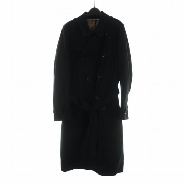 【中古】未使用品 バーバリー ケンジントン ヘリテージ トレンチコート ロング ダブル 裏地ノバチェック 英国製 52 黒