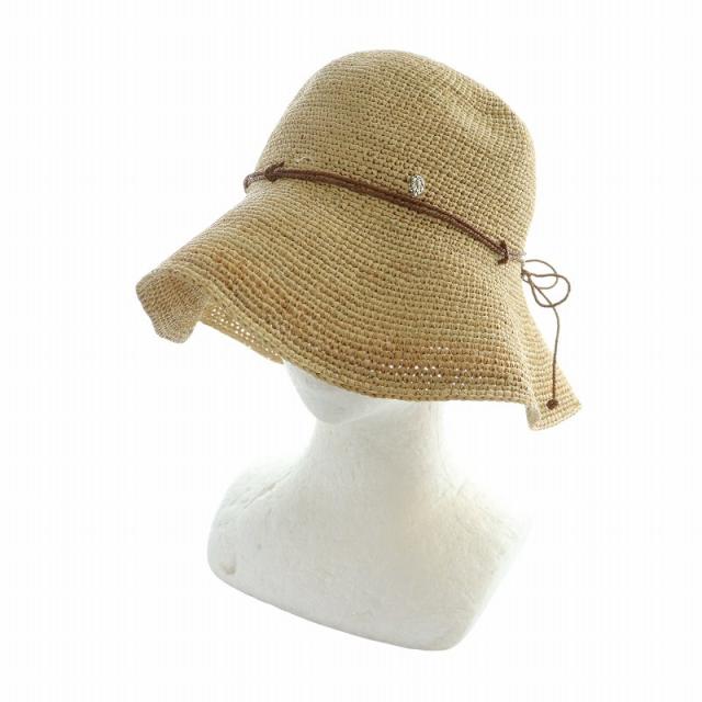 【中古】未使用品 ヘレンカミンスキー HELEN KAMINSKI アイリス9 IRIS9 ラフィアハット 麦わら帽子 ロゴ ベージュ