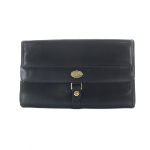 【中古】グッチ GUCCI オールドグッチ クラッチバッグ セカンドバッグ ロゴ フラップ レザー 黒 004・46・0355