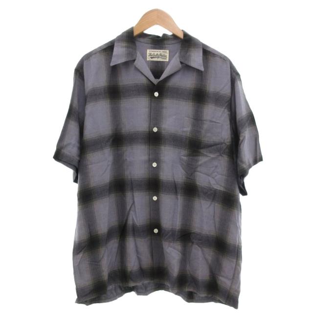 【中古】ワコマリア GUILTYPARTIES OMBRE CHECK OPEN COLLAR SHIRT オンブレチェック オープンカラーシャツ 半袖 L