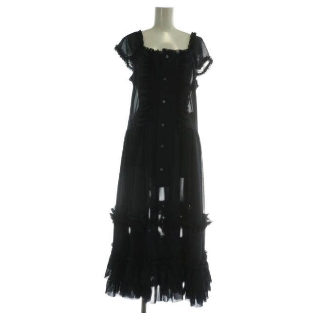 【中古】コムデギャルソン COMME des GARCONS ガール GIRL ワンピース ノースリーブ ロング シアー フリル M 紺