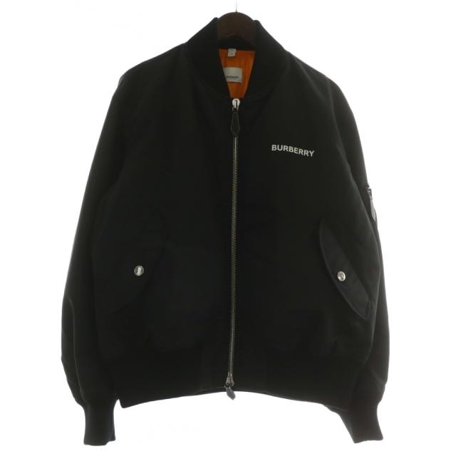 【中古】BURBERRY 23AW GILLAN 中綿ジャケット MA-1 ブルゾン ナイロン バックプリント ロゴ S 黒 オレンジ 8056117