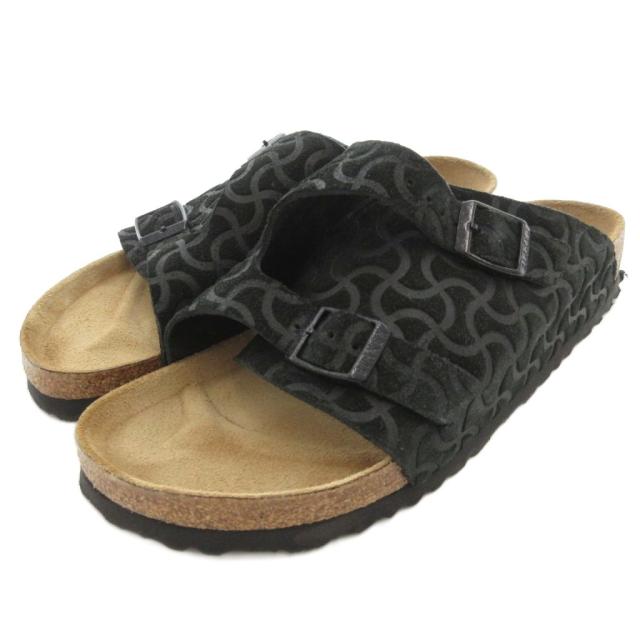 【中古】ビルケンシュトック BIRKENSTOCK ビームス Zurich BONE PATTERN サンダル スエード 26cm 黒 /UO メンズ